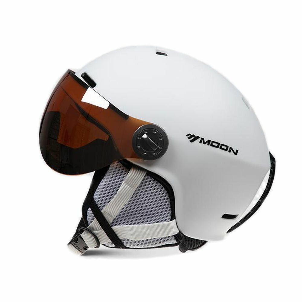 Шлем горнолыжный, MOONС защитными очками, белый MS99