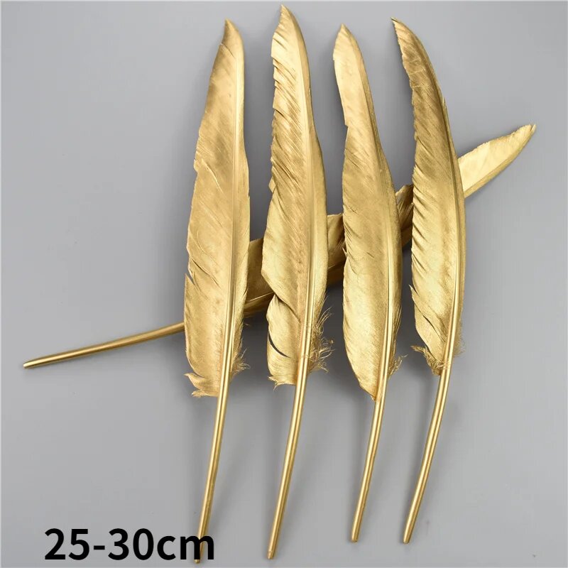 Золотые гусиные перья для рукоделия 50Pcs, Gold 25-30cm