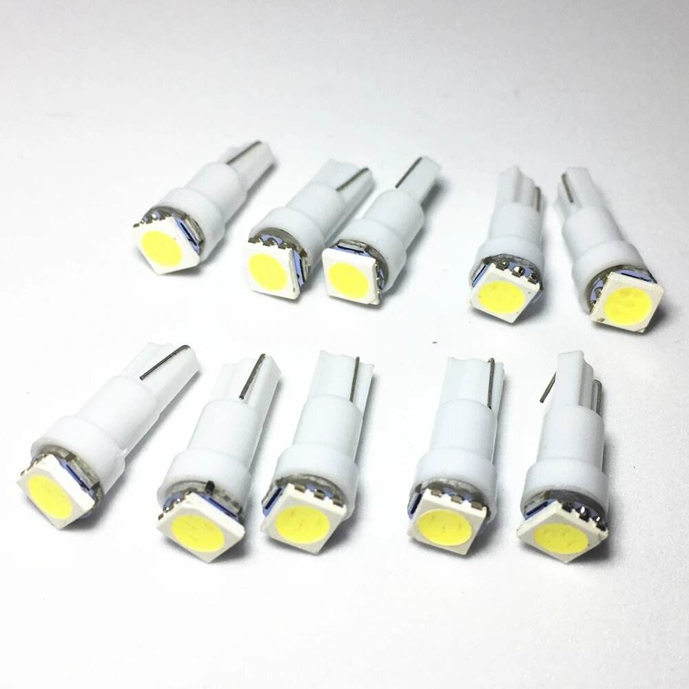10 шт. T5 светодиод 17 37 73 74 SMD 5050 Авто светодиодная лампа для приборной панели белый