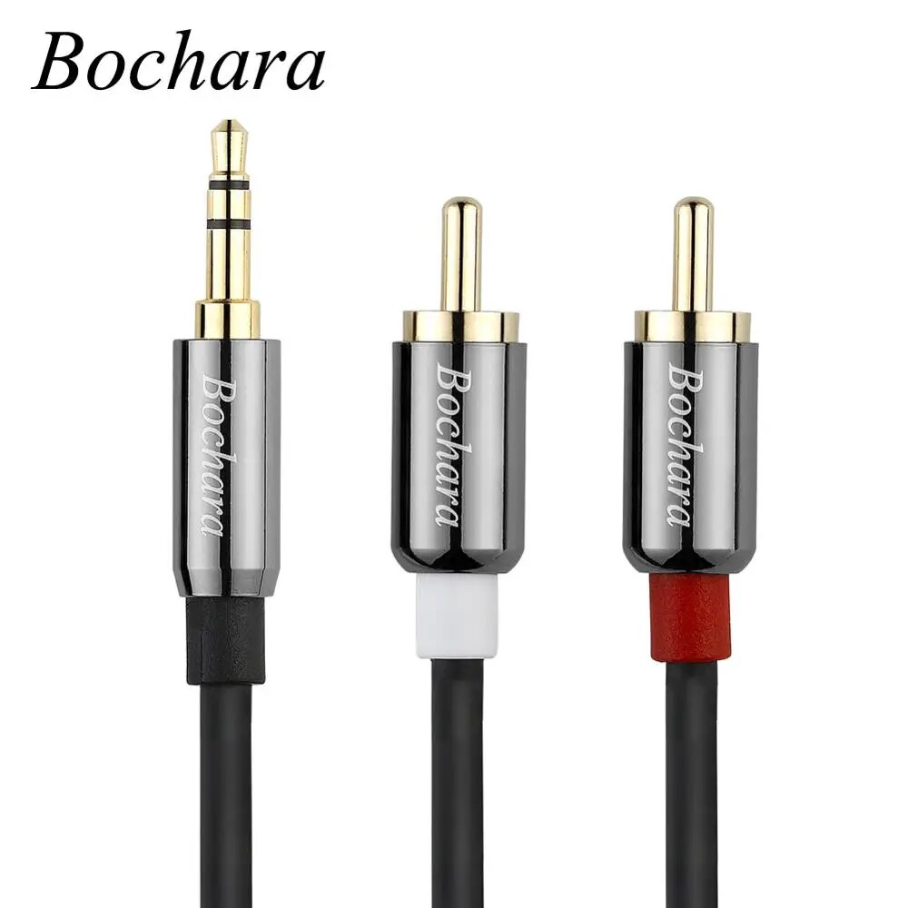 Аудио кабель Bochara 3.5 мм - 2RCA, черный, 30 см