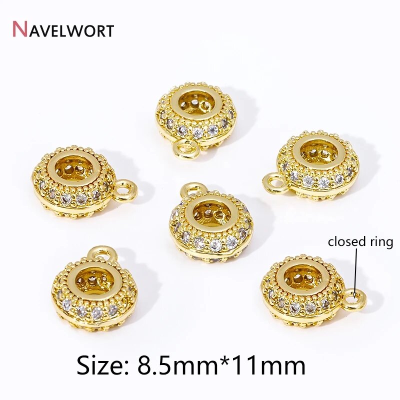 Латунные шармы с золотым покрытием NAVELWORT 6 штук 4 pieces, 18K gold plated