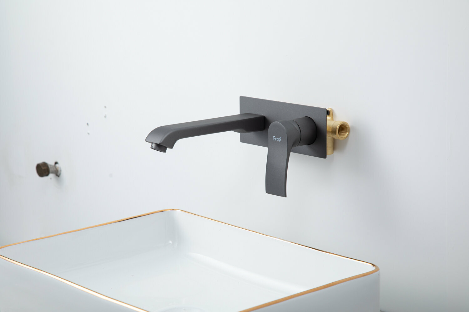 Смеситель для раковины Frap F1275-19 оружейная сталь, настенный встраиваемый, латунь