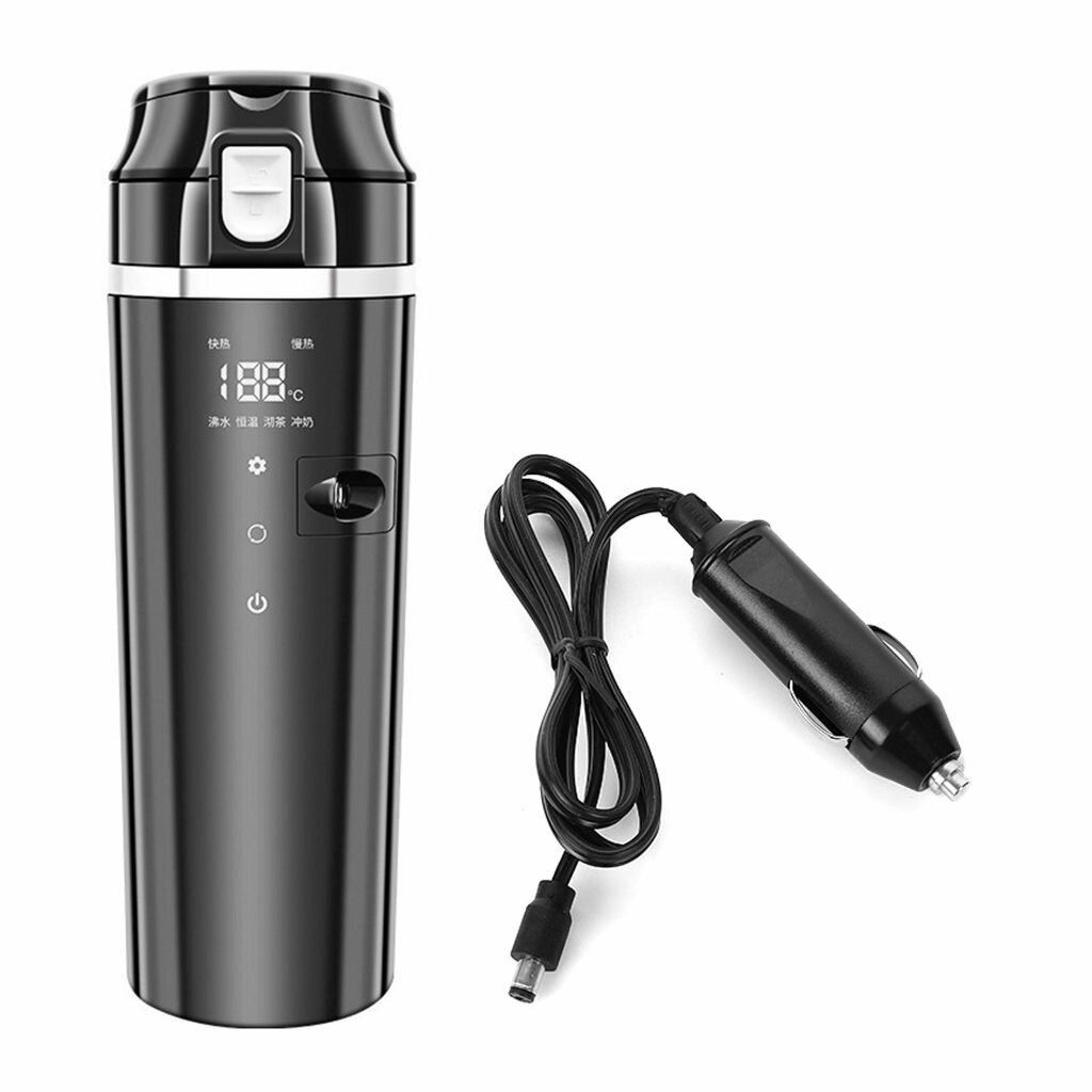 Портативный автомобильный электрический чайник-термос-чашка-6100 черный