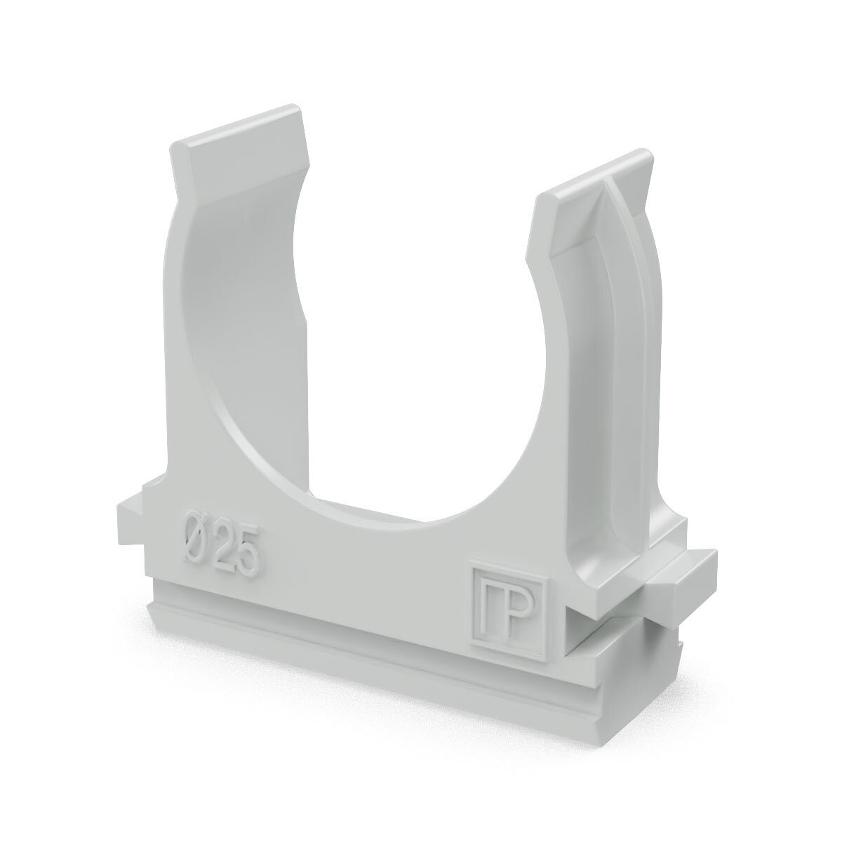 Крепеж-клипса для труб для прямого монтажа серая в п/э d25 мм (100шт) Промрукав PR13.0121