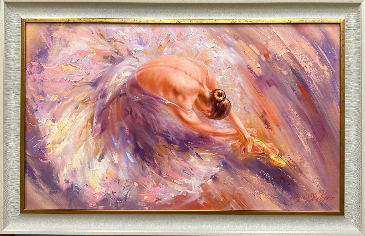 Картина маслом на холсте, люди, балет, девушка, танцовщица "Прима"