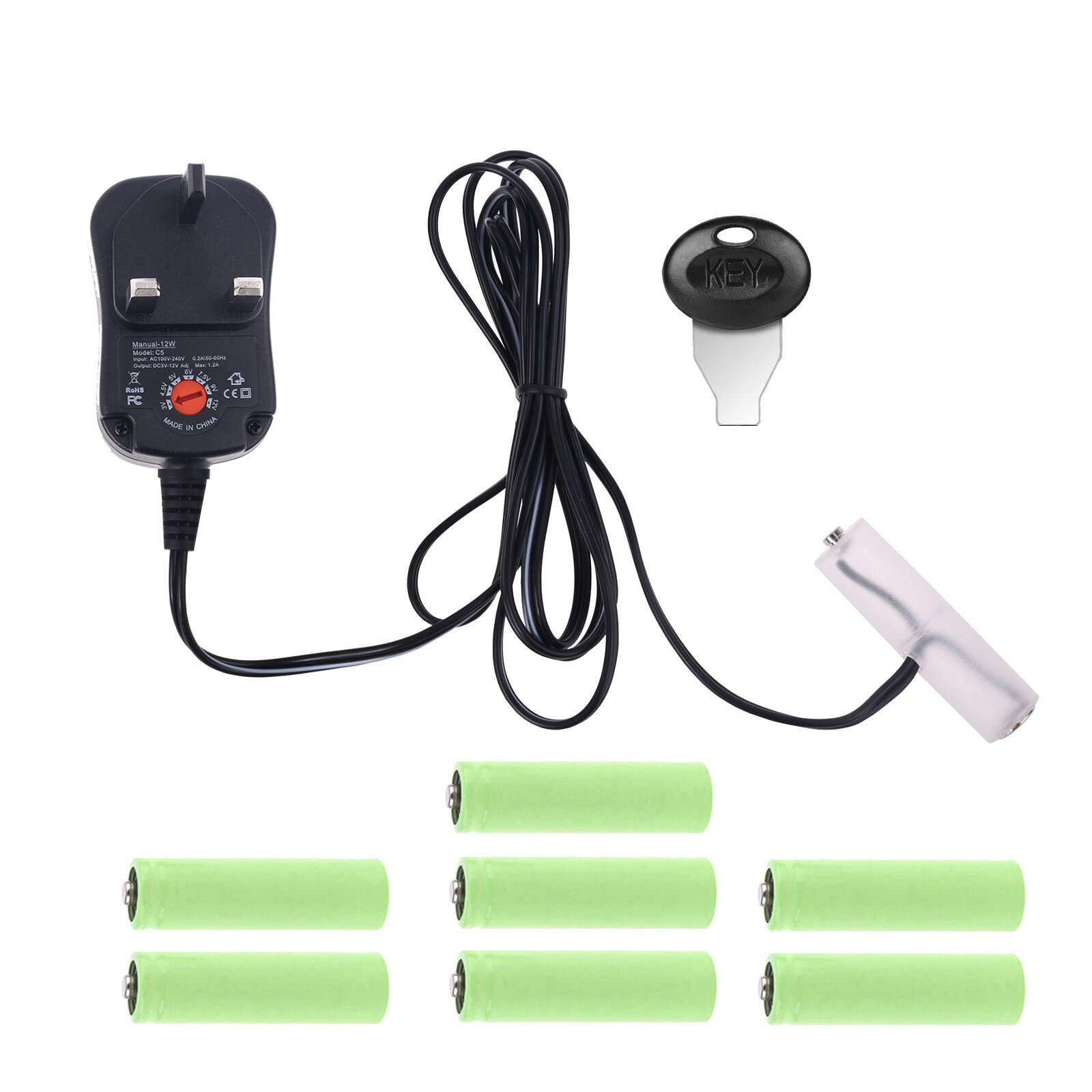 Батарея AA, блок питания для Великобритании, регулируемое напряжение, адаптер 3 В, 4,5 В, 6 В, 9 В, 12 В, может заменить батарейки от 2AA до 8AA