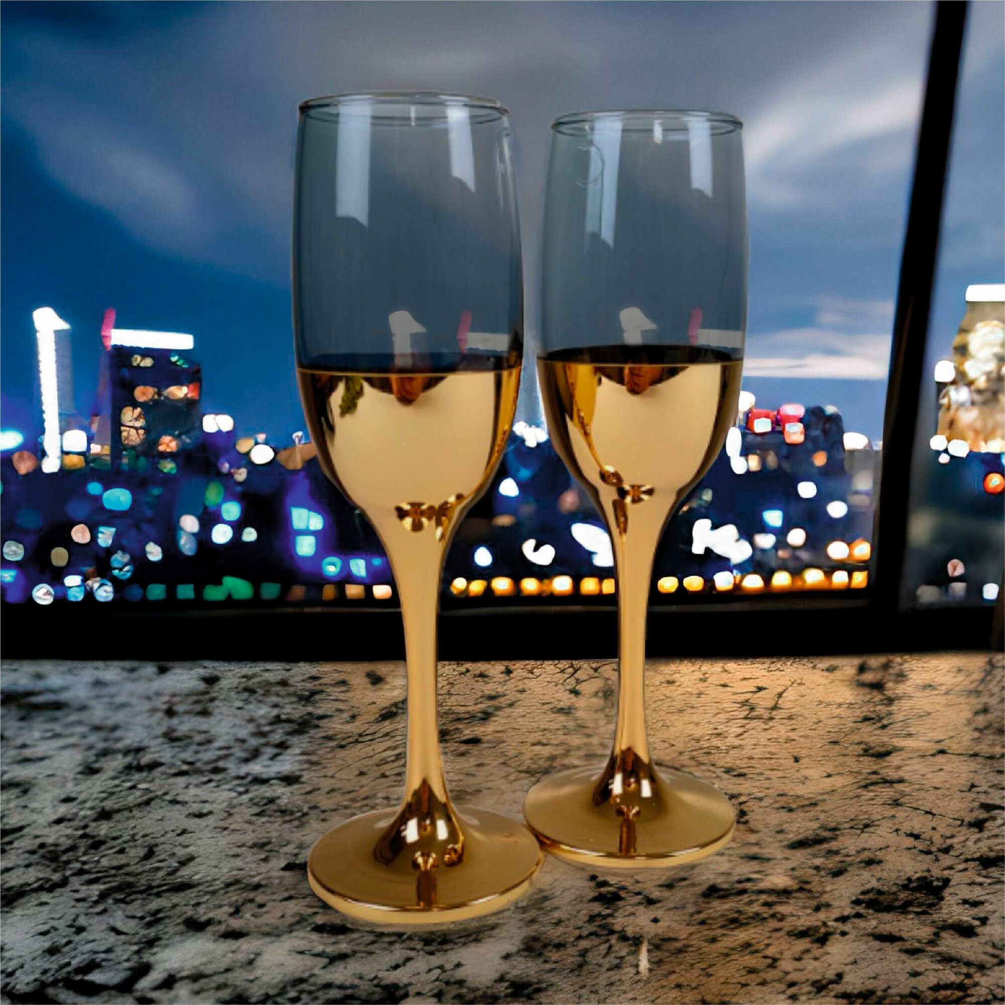 Подарочный набор бокалов / фужеров для шампанского с алмазной гравировкой PROMSIZ аметист поло 180 мл, 6 шт.