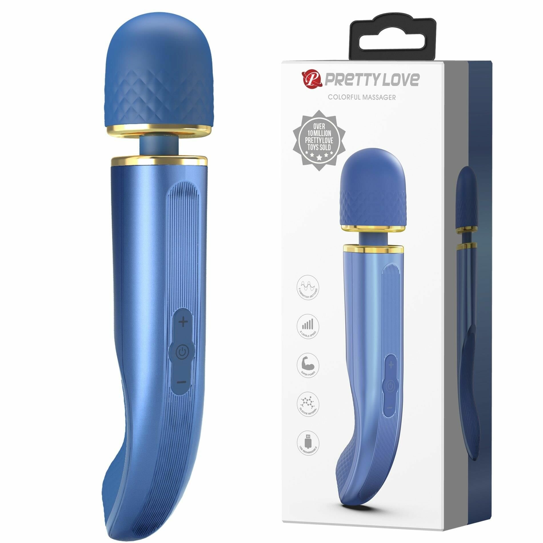 Вибромассажер Pretty Love Colorful Massager Wand/синий