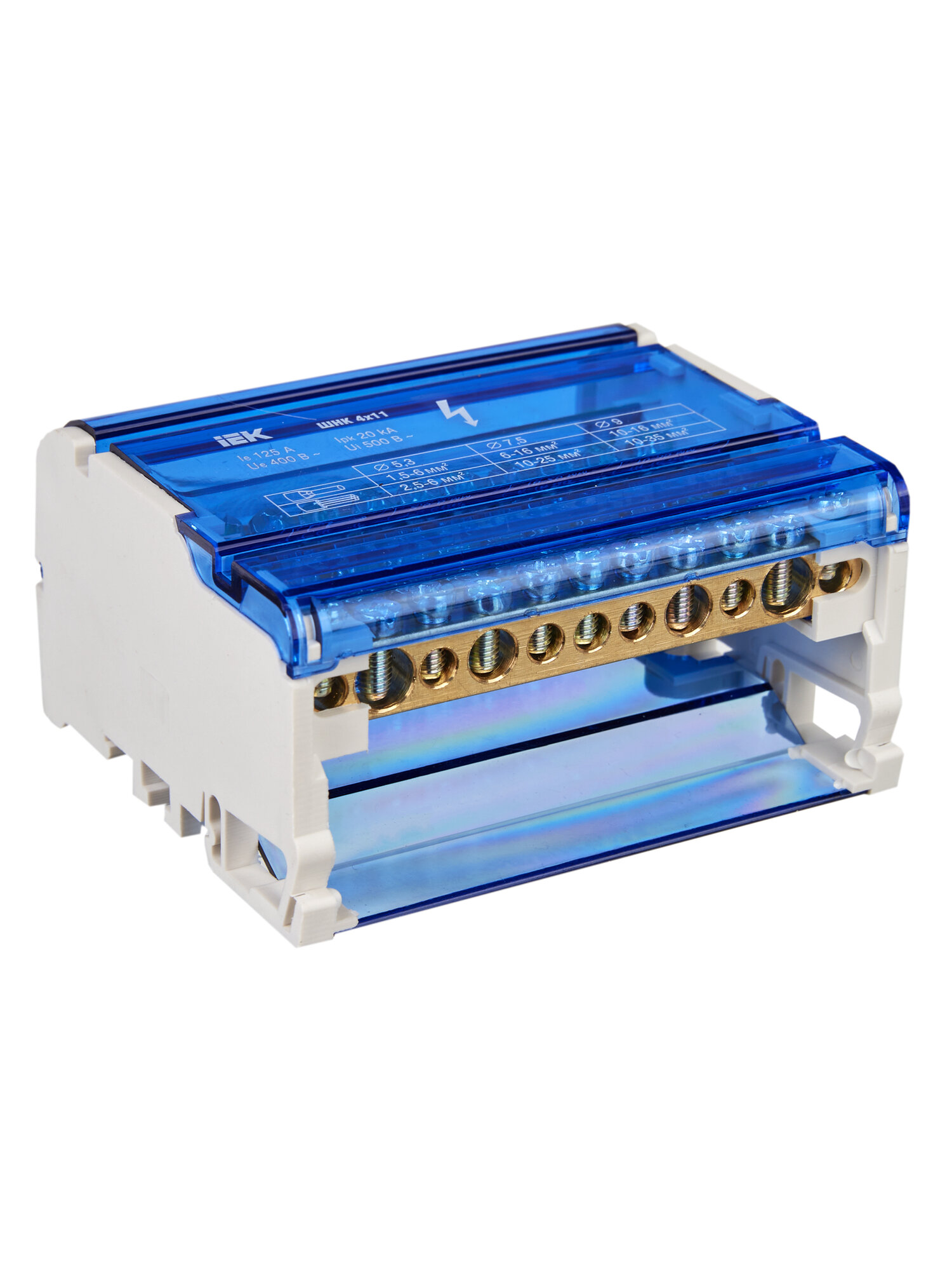 Шины на DIN-рейку в корпусе Iek YND10-4-11-125 (кросс-модуль) ШНК 4х11 3L+PEN ИЭК