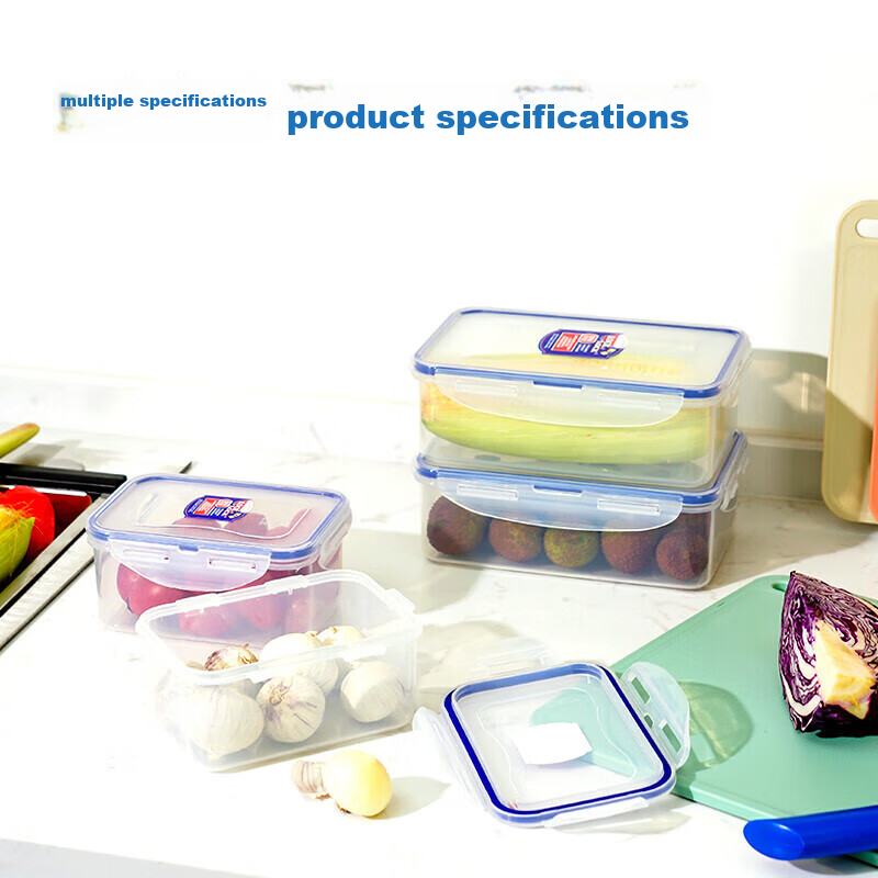 LOCK&LOCK Plastic Food Storage Containers, Kitchen Organizer Boxes, Refrigerator Freezer Storage Containers, 4-Piece Set