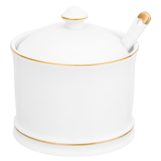 Сахарница Elan Gallery "Снежинка с золотом" с ложкой, 320 мл