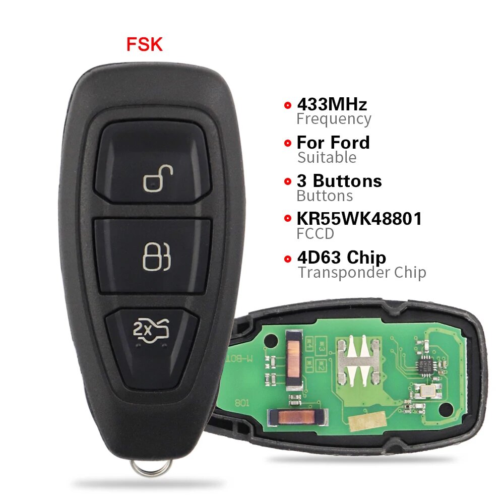YIQIXIN 433 МГц 3 кнопки дистанционного ключа автомобиля для Ford Mondeo Kuga Fiesta Focus 4D63 Chip