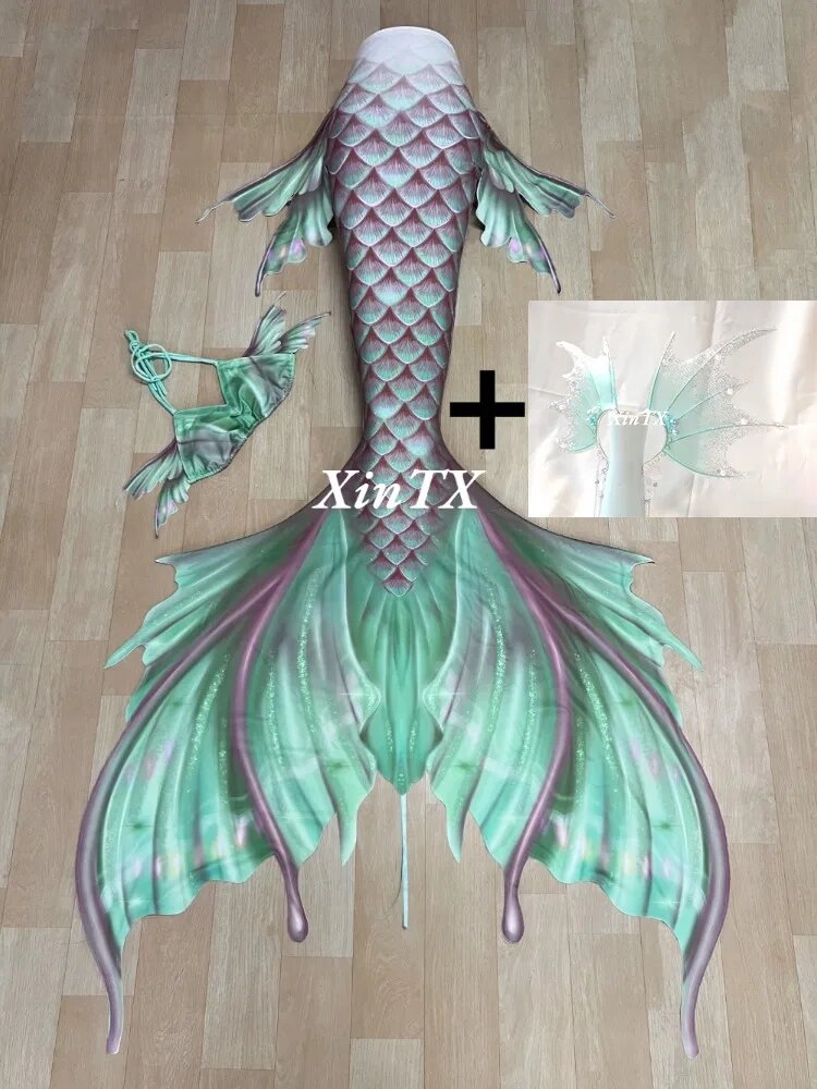 Хвост русалки XinTX для взрослых, полиэстер, спандекс XL, Set and ears