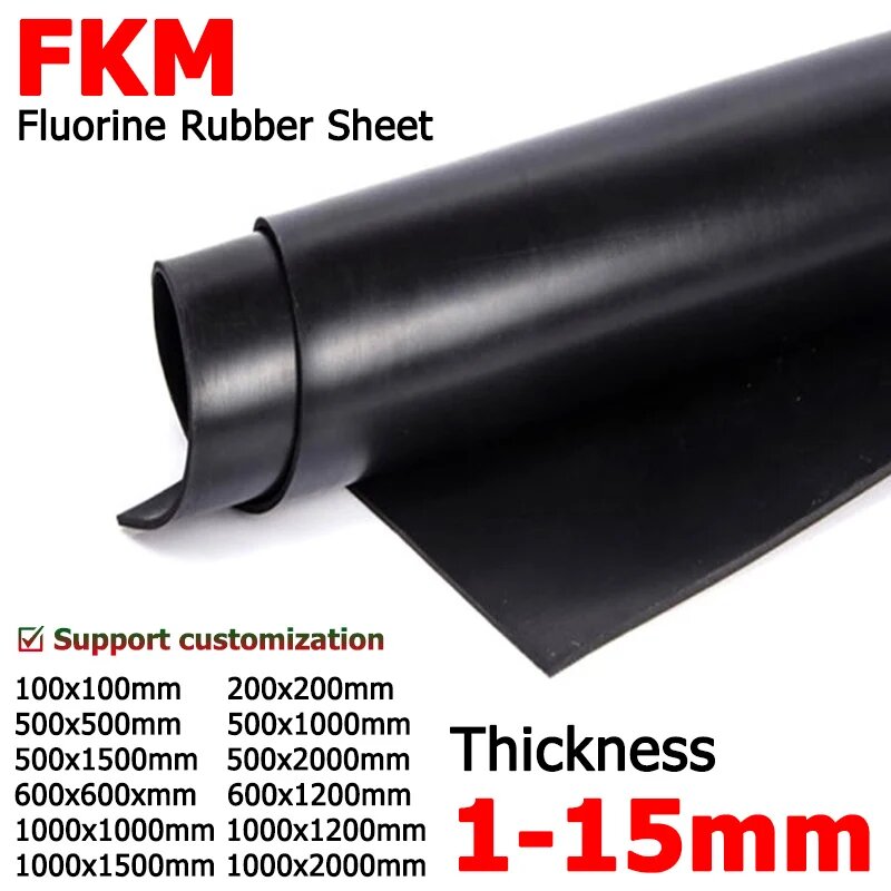 Лист фторкаучука FKM черный 200x200x1 мм