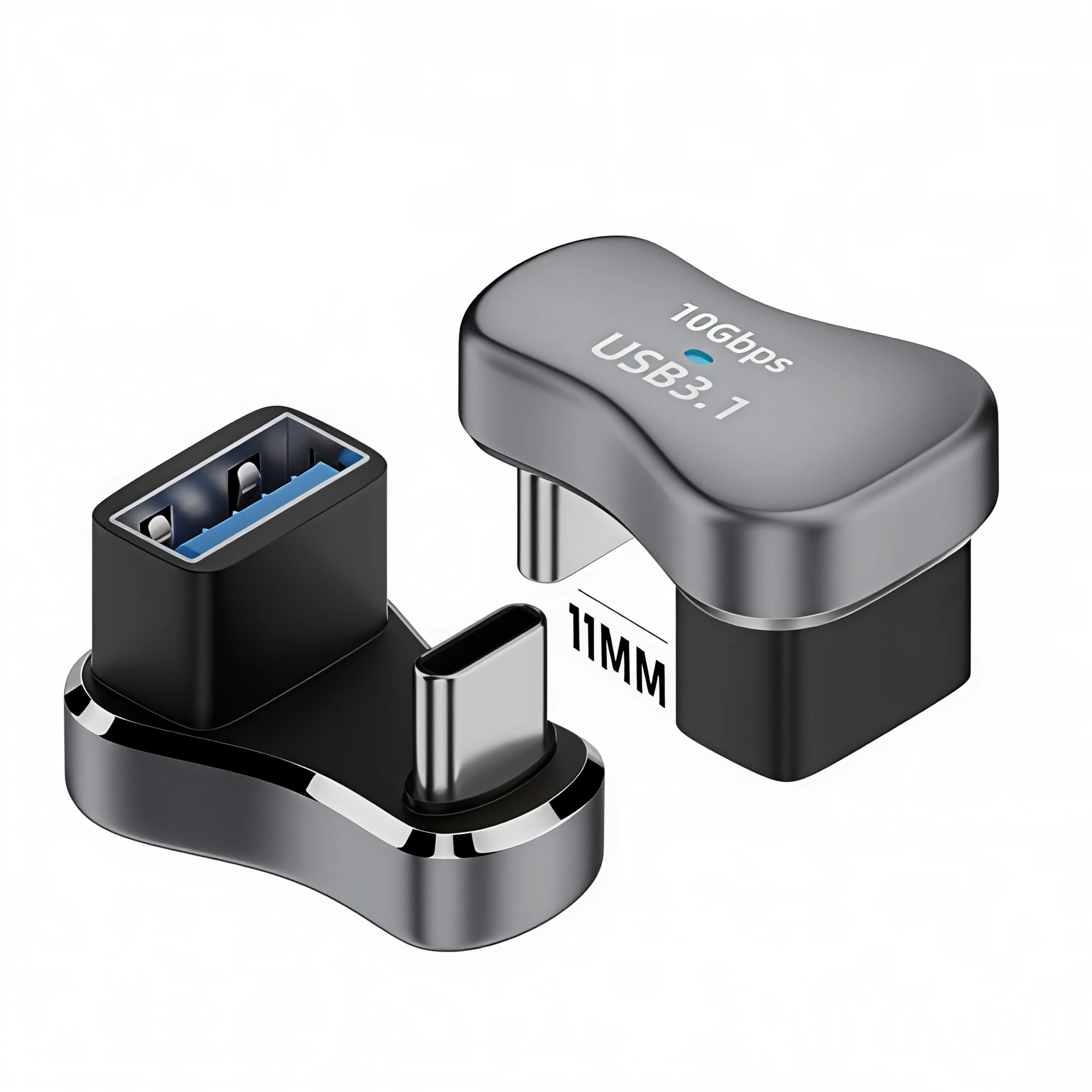 Адаптер П-образный USB C M в USB A F для Steam Deck, серебристый