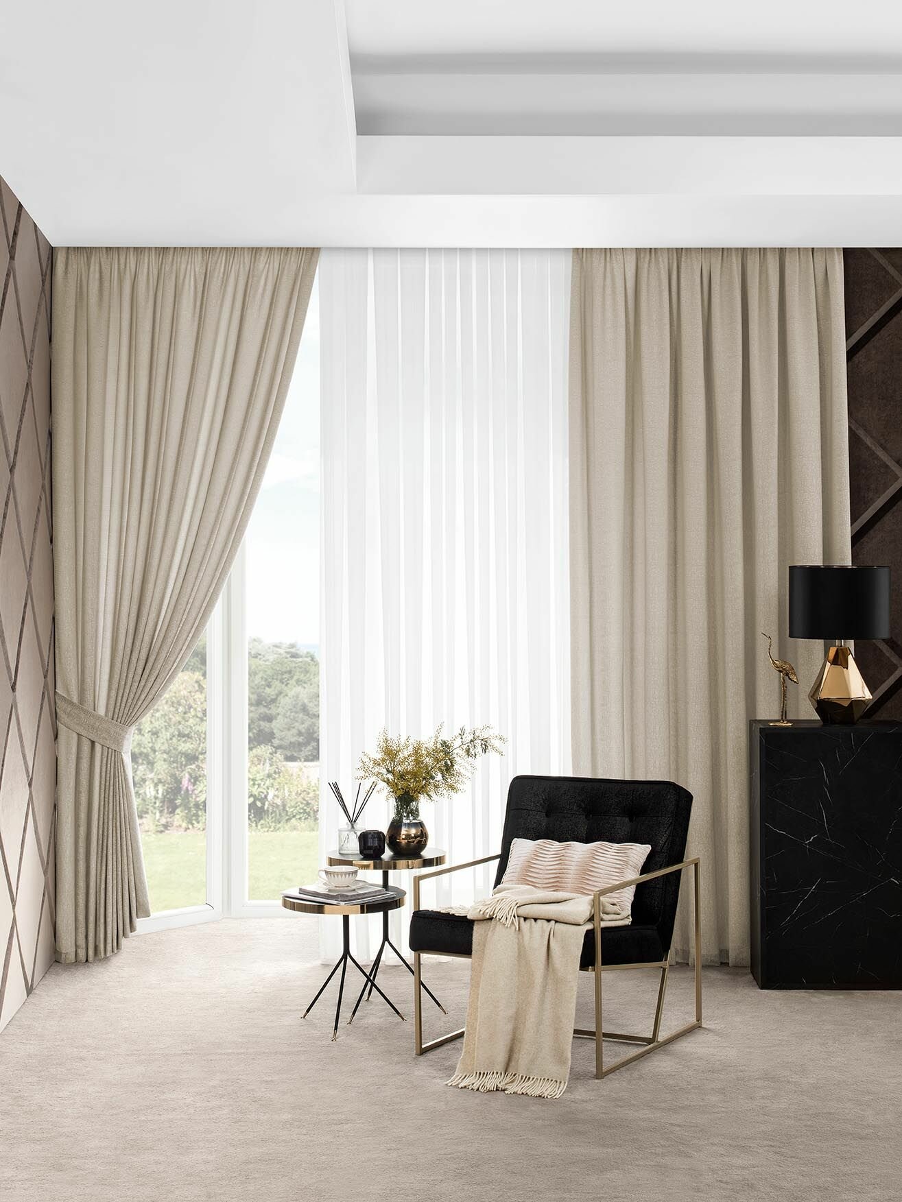 Togas Шторы для комнаты с подхватами "Атилио" жаккард, 275 высота на 260 ширина - 2 шт, подхваты - 2 шт