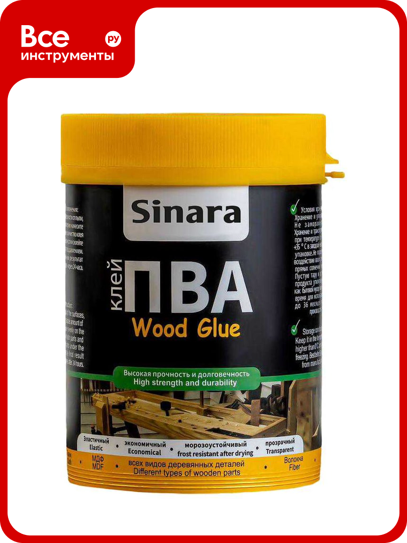 Клей ПВА столярный Sinara 0,75кг SP 502, 45 кг, деревянная
