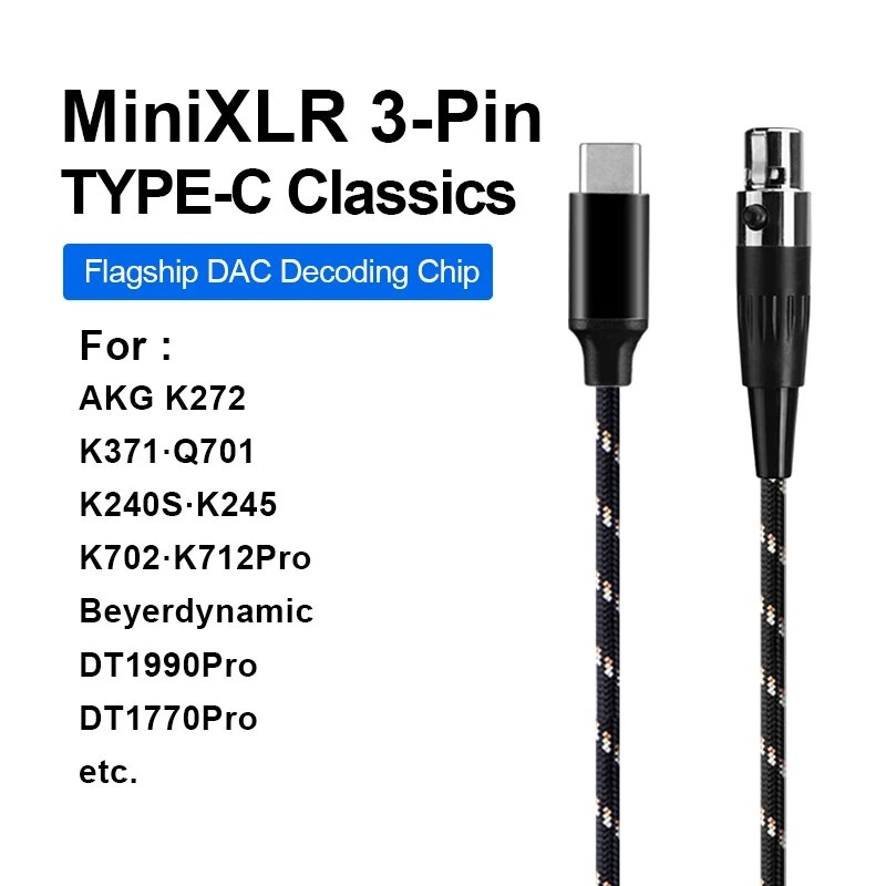 Аудиокабель Earmax USB-A Lightning TYPE-C к Mini XLR 3-pin для AKG Q701 K181DJ TYPEC Without Mic