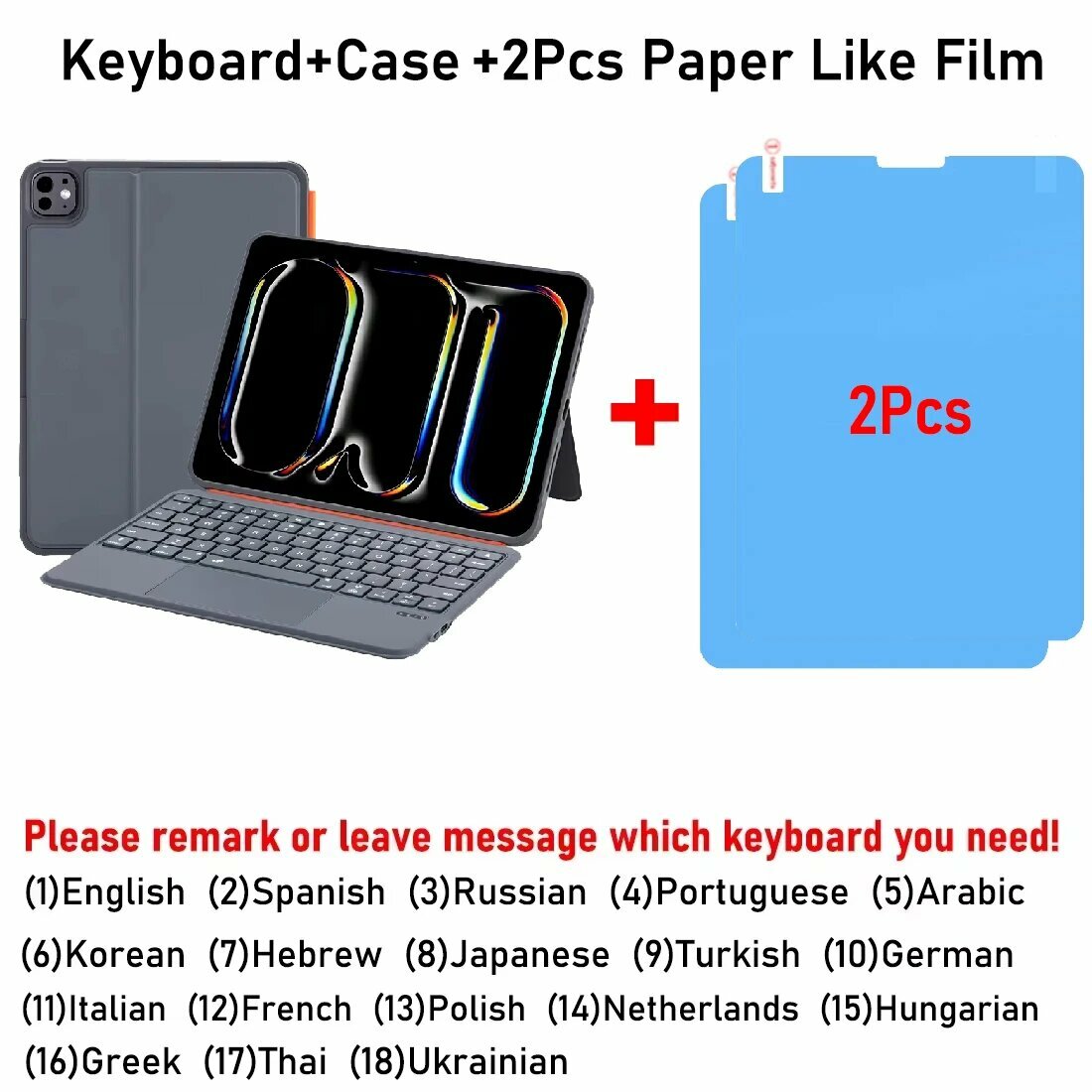 Чехол-клавиатура PULUZ для iPad Air 11 13 iPad Pro 11 (M4-M5), Keyboard Case Film, Russian Keyboard