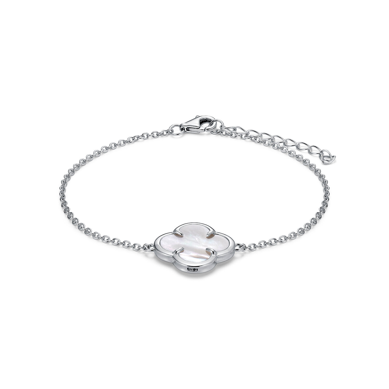 Браслет-цепочка, серебро, 925 проба, родирование, перламутр