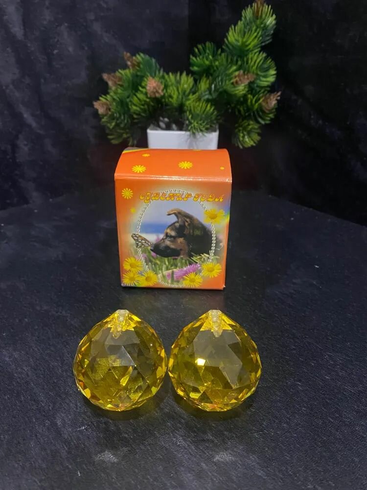 Подвески для интерьера. Шар 40 мм. 2-шт . Жёлтый.