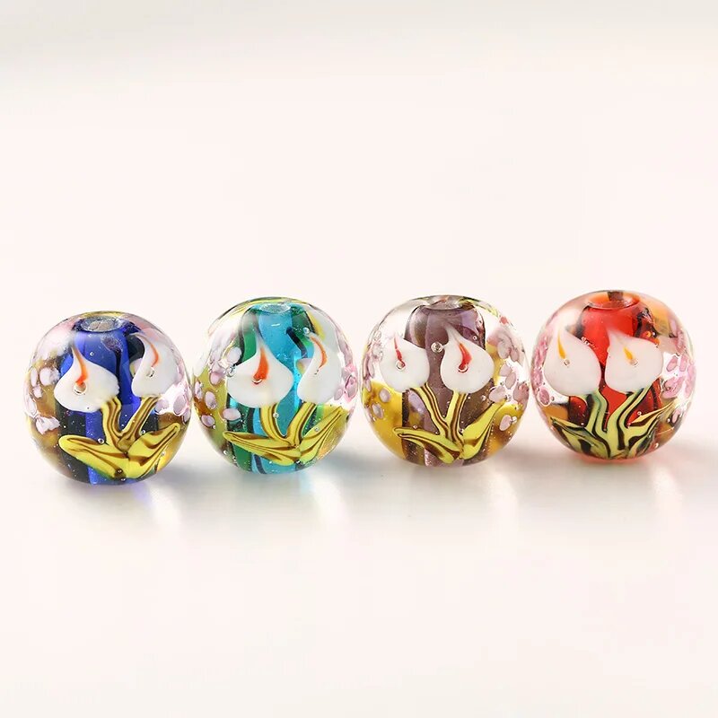 Бусины Lampwork каллы из муранского стекла, mix colors