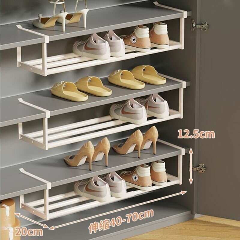Обувная полка для домашнего использования, расширяемый шкаф для обуви с многоуровневыми полками, держатель для обуви с подвесными корзинами, простая в установке полка для организации обуви