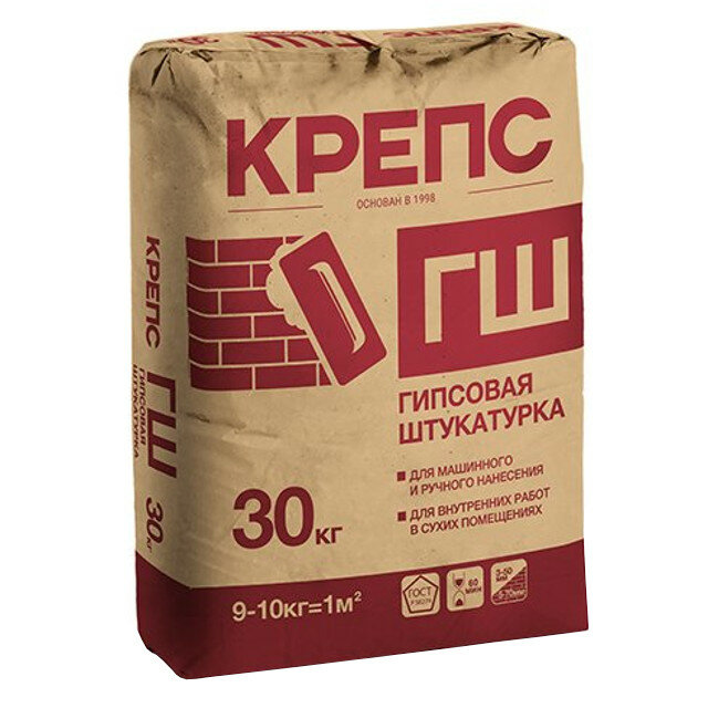 Штукатурка гипсовая для внутренних работ крепс ГШ, белая, 30 кг