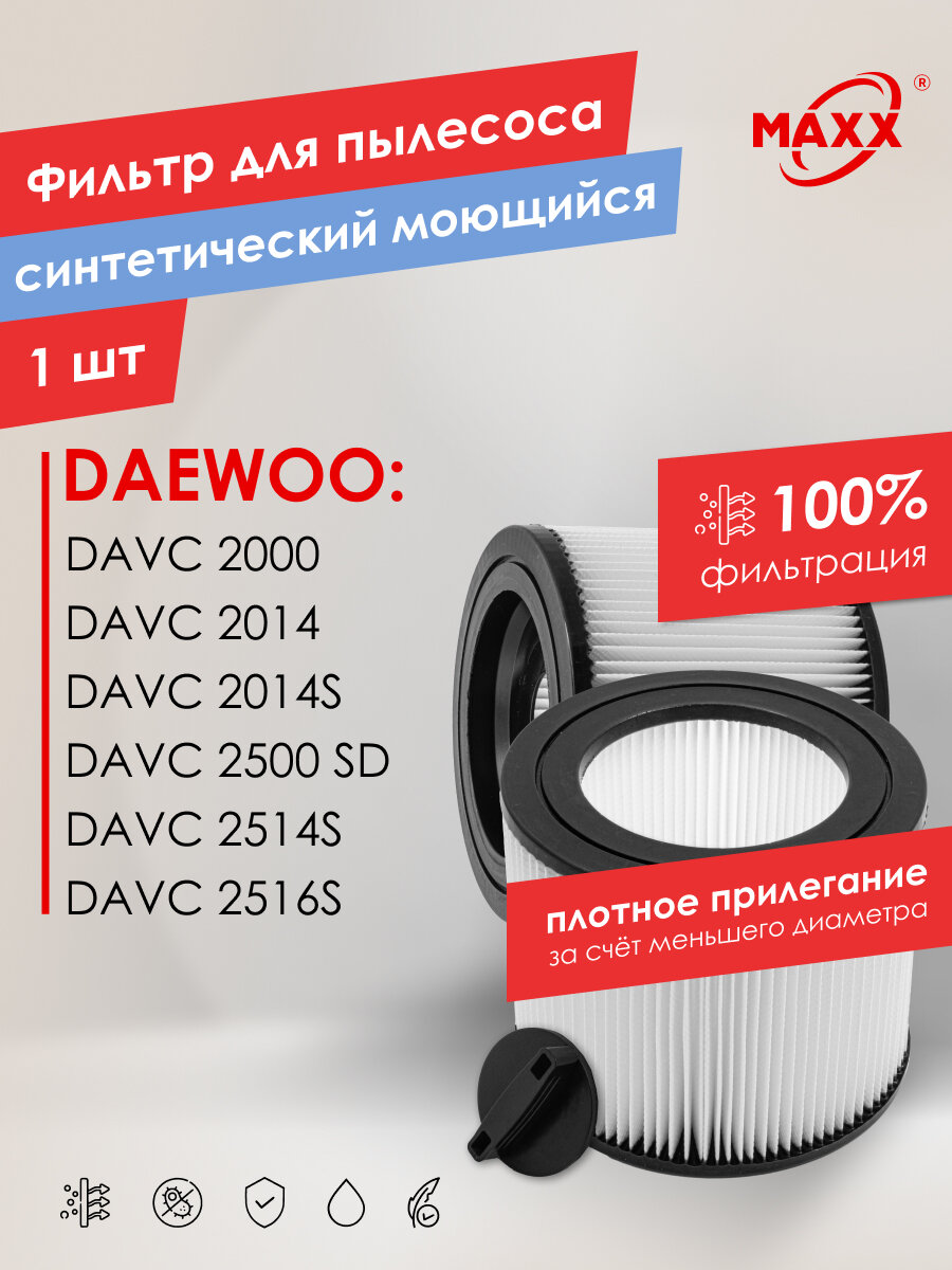 HEPA фильтр для пылесосов DAEWOO DAVC 2514S, 2516S, 2014S, 2014, 2500SD, 2000, моющийся