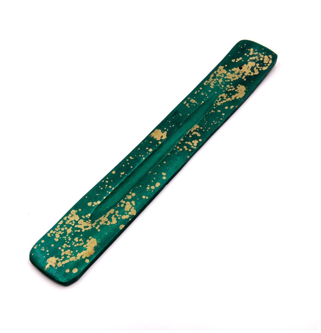 Подставка под благовония золотой дождь (изумрудный цвет, дерево), 1 шт.