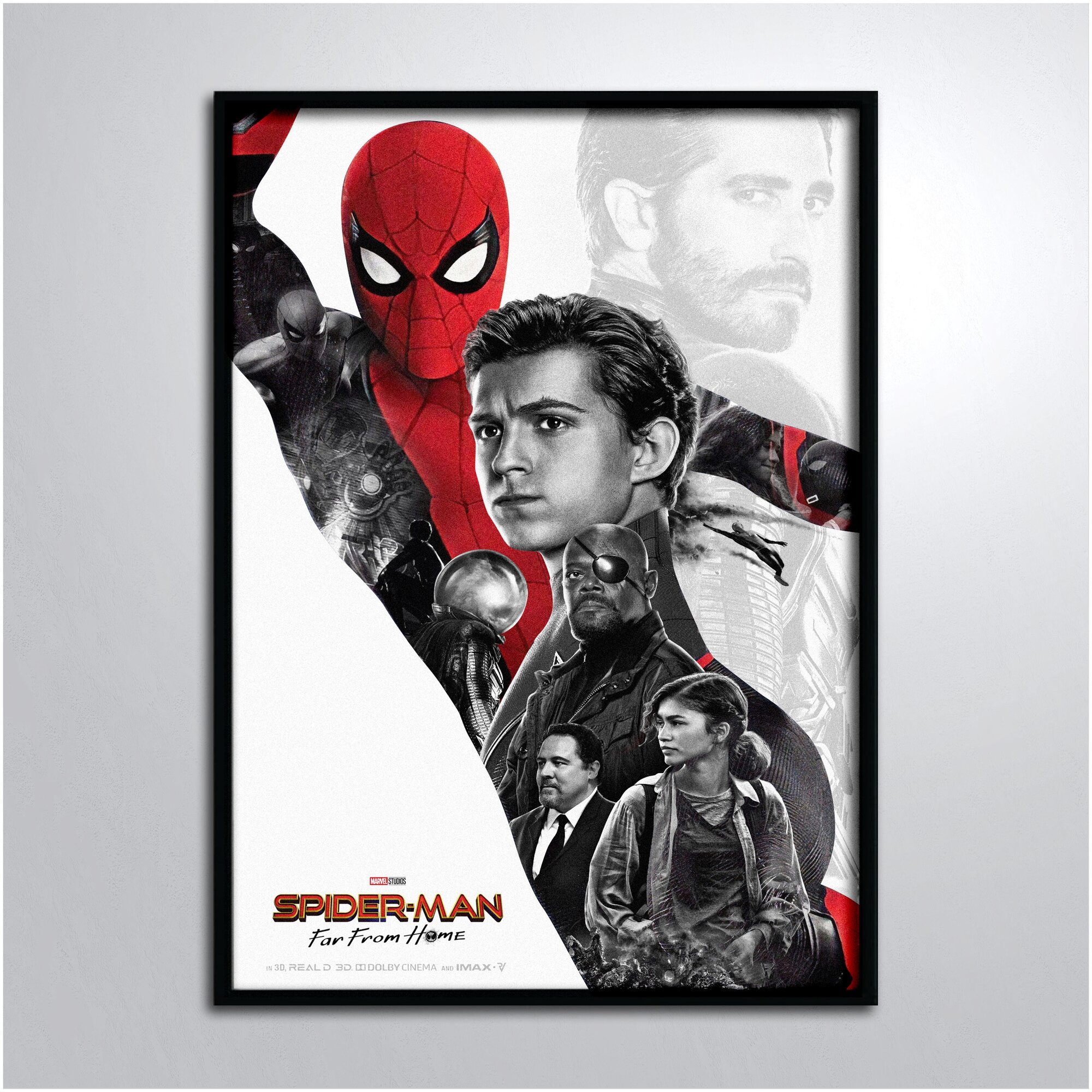 Постер без рамы/Марвел Человек-паук Вдали от дома Чб Marvel Spider-Man: Far from Home