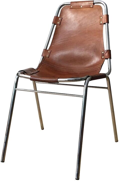 Стул для конференций и кафе в стиле Les Arcs Chairs by Charlotte Perriand (коричневый натуральная кожа)