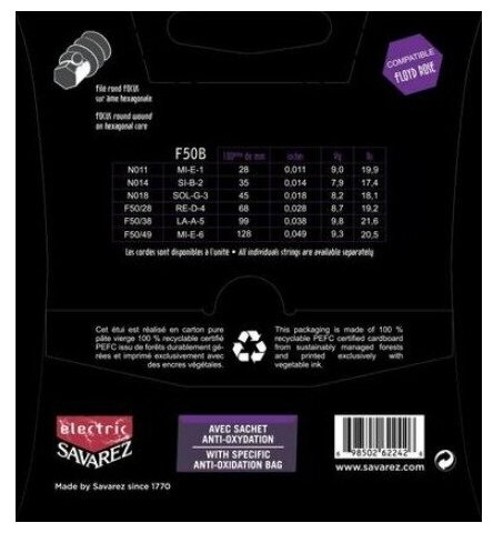 Струны для электрогитары Savarez F50B
