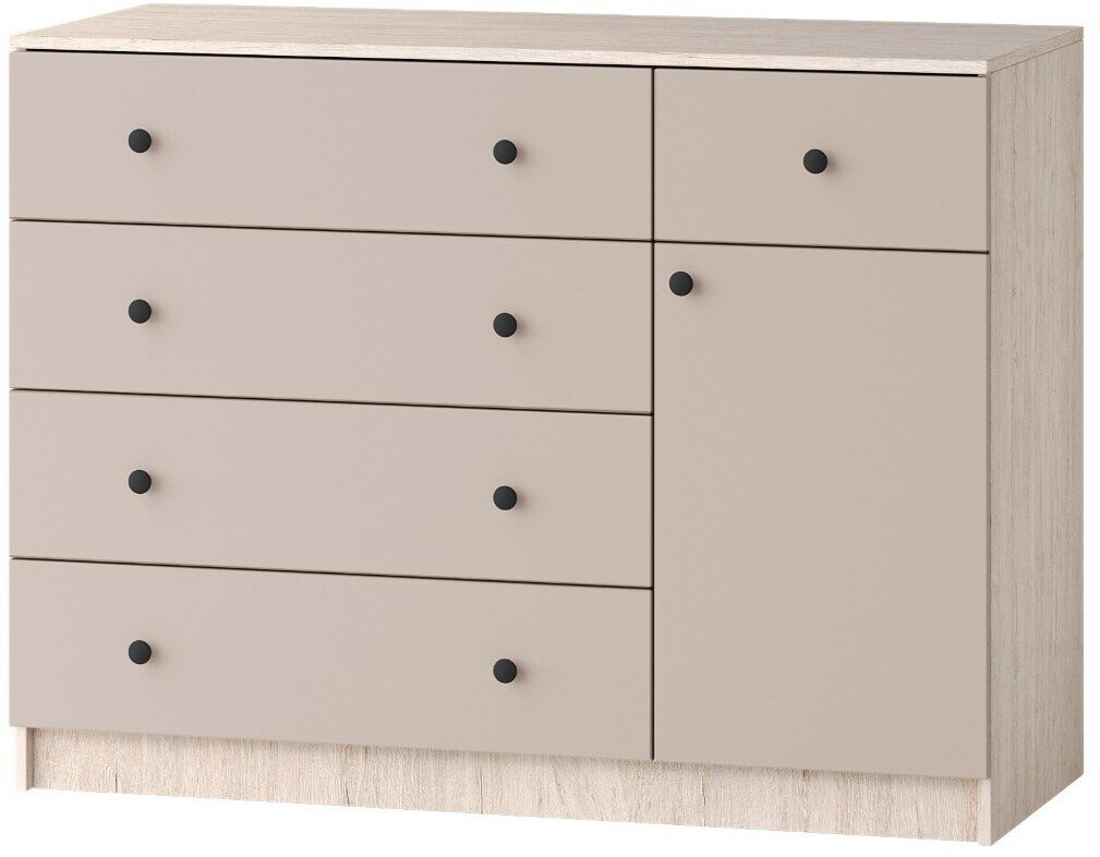 Комод для одежды Бард 4.2, Легкомаркет, ЛДСП, цвет орегон и кашемир, 120х89х40, 5 ящиков/дверь