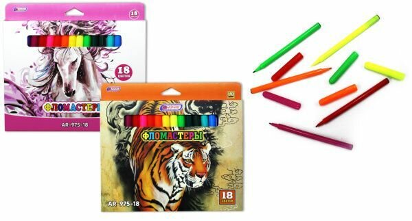 Фломастер 18 цветов в картонной упаковке на европодвесе