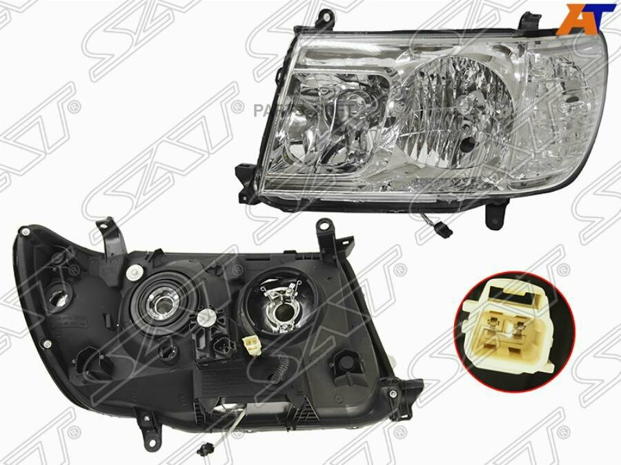Фара Toyota Land Cruiser (J100) 05-07 (Слева/ Галоген/ С электрокорректором) SAT ST-212-11H9L-LD-EM | цена за 1 шт