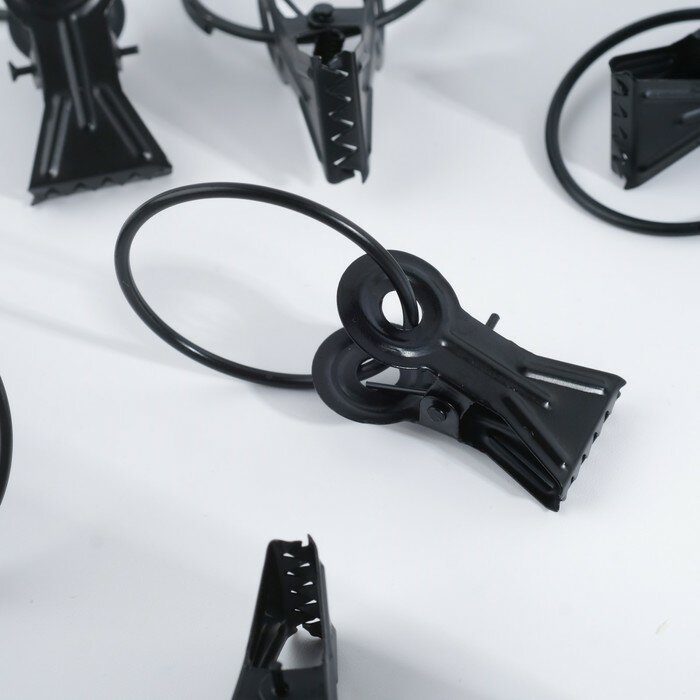 Кольцо для карниза, с зажимом, d=32/36 мм, 20 шт, чёрное