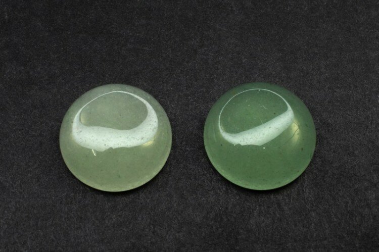 Кабошон круглый 14мм, Авантюрин, цвет зеленый, 2022-006, 1шт