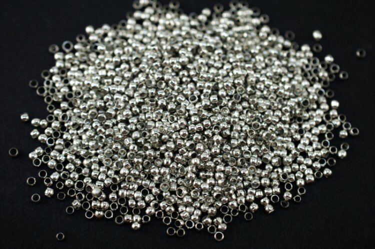 Кримпы (бусины зажимные) 1,5х1,5мм, отверстие 1мм, цвет платина, латунь, 35-019, 5г (около 900шт)