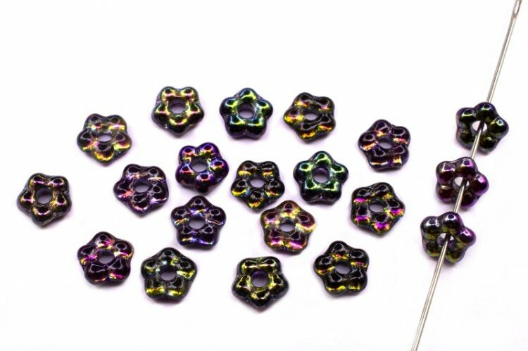 Бусина Flower 5мм, отверстие 1мм, цвет 00030/95500 Crystal/Magic Purple, 733-019, 20шт