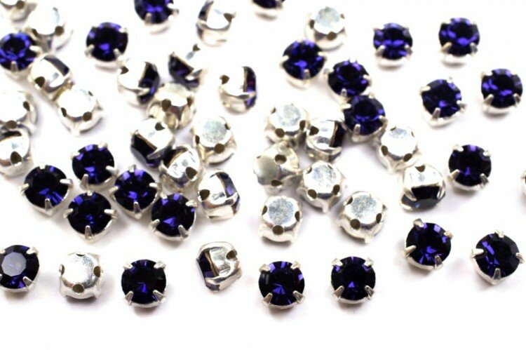 Шатоны Preciosa Maxima 4мм в оправе, цвет purple velvet DF/silver, 63-112, 10шт