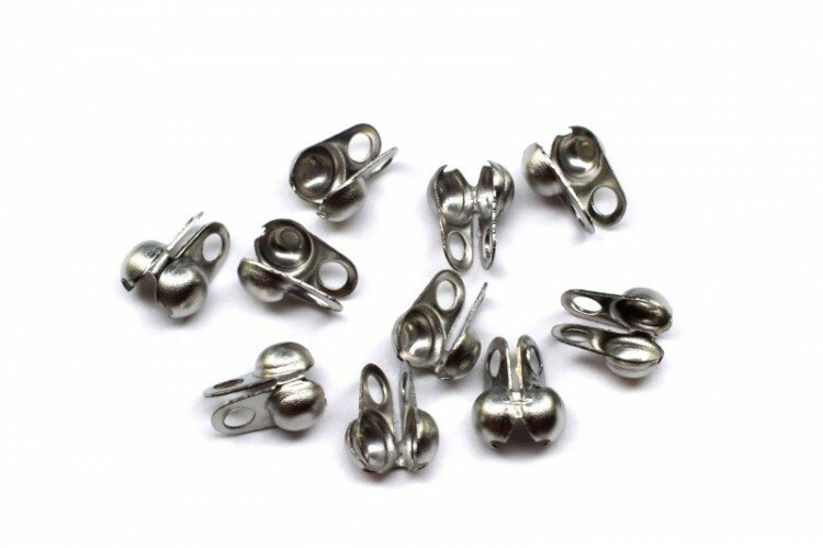 Зажим Каллота 8х4мм, внутренний диаметр 3,5мм, отверстие 2мм, цвет стальной, хирургическая сталь, 04-148, 10шт