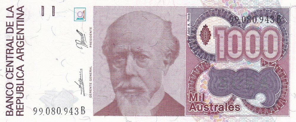 Аргентина 1000 аустралей 1989 г.