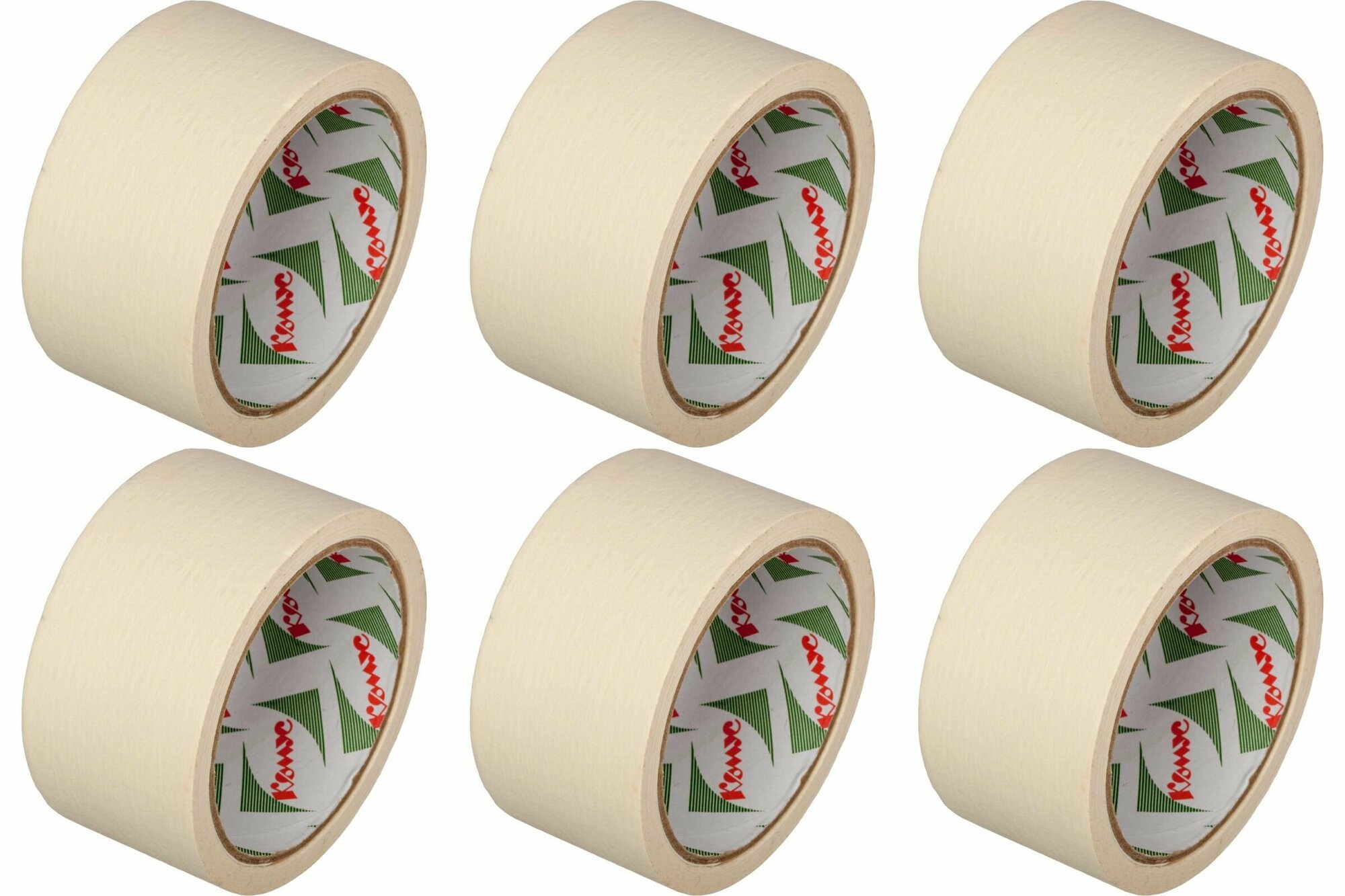 Комус Монтажная лента бумажная, 48 мм, 19 м, 6 шт
