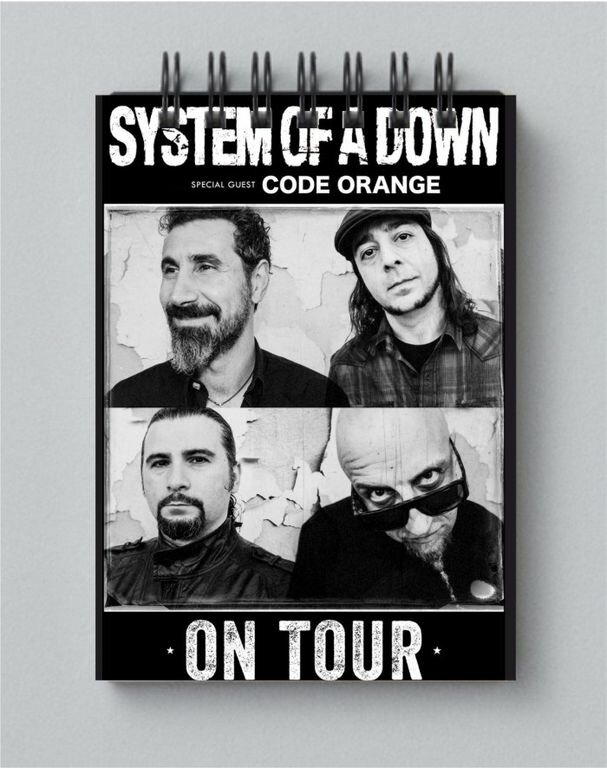 Блокнот System of a Down, Систем оф а Даун №2, Размер А5: 15 на 21 см