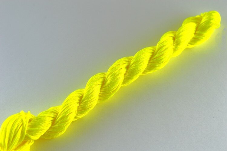 Шнур нейлоновый, толщина 1мм, длина 24 метра, цвет желто-салатовый яркий, нейлон, 50-011, 1шт