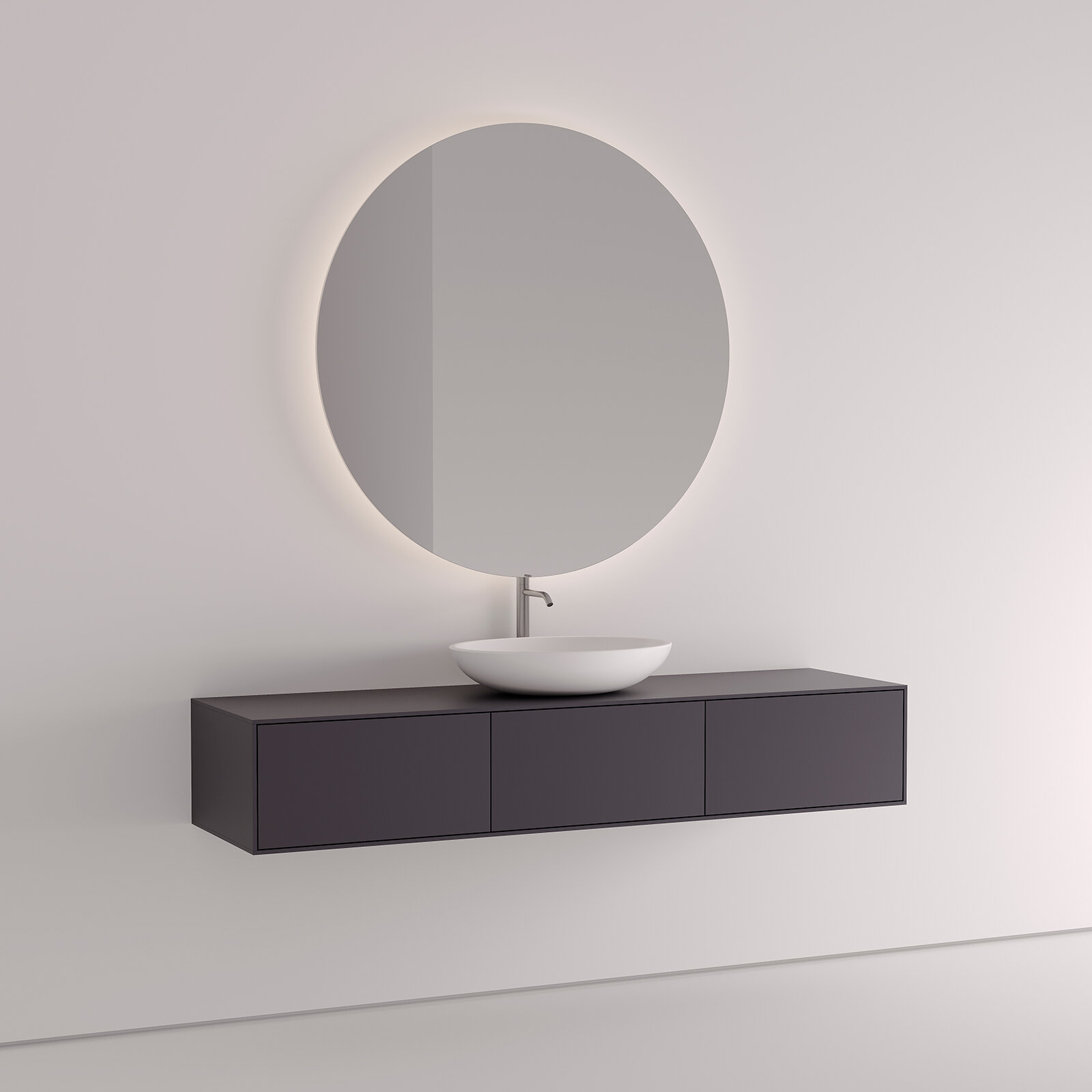 Тумба подвесная под две раковины 150 см. Vivomobili GRIGIO BROMO