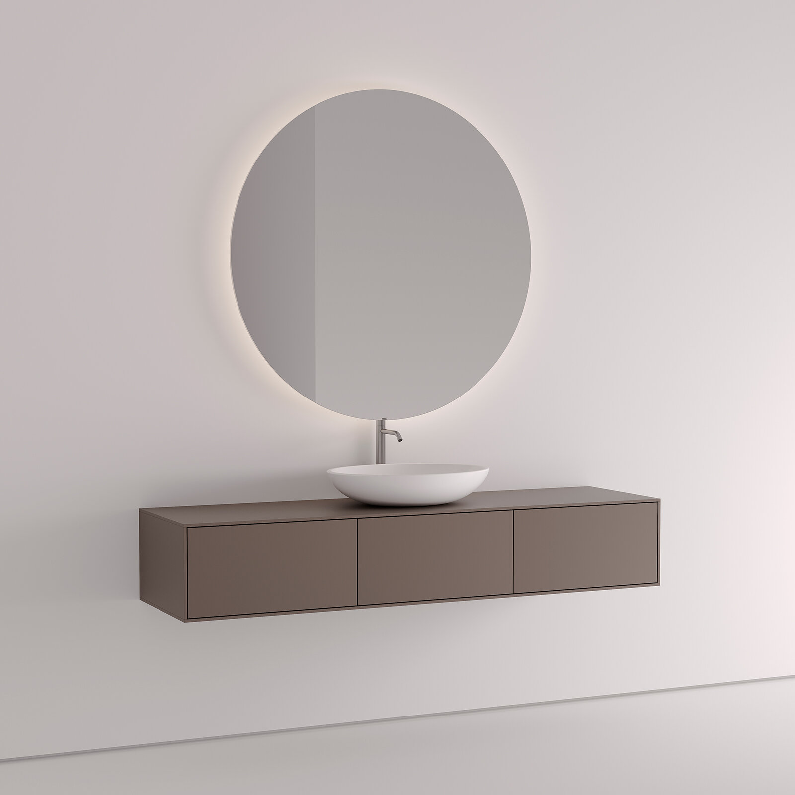 Тумба подвесная под две раковины 150 см. Vivomobili GRIGIO LONDRA