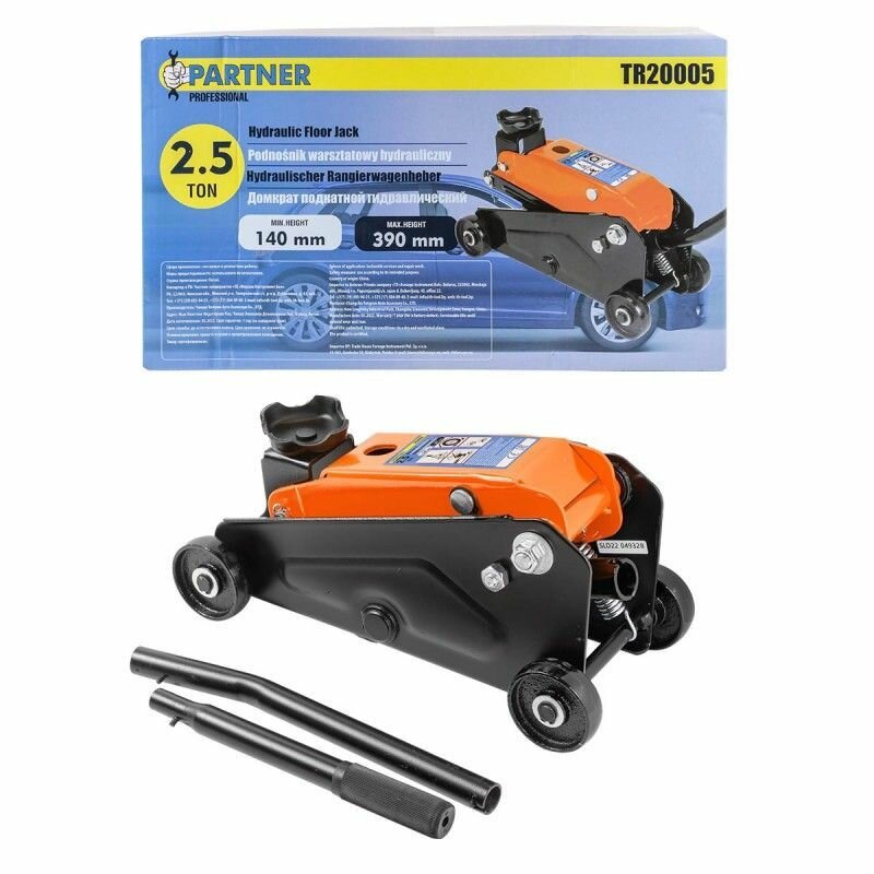 Домкрат подкатной Partner гидравлический 2.5 тонны (h min 140мм, h max 390мм)