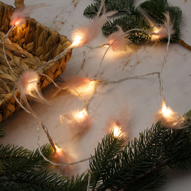 Светодиодная гирлянда на батарейках Sweet Dreams - Blush Pink 1.8 м, 10 теплых белых ламп, прозрачный ПВХ, IP20, Kaemingk, 481918-2